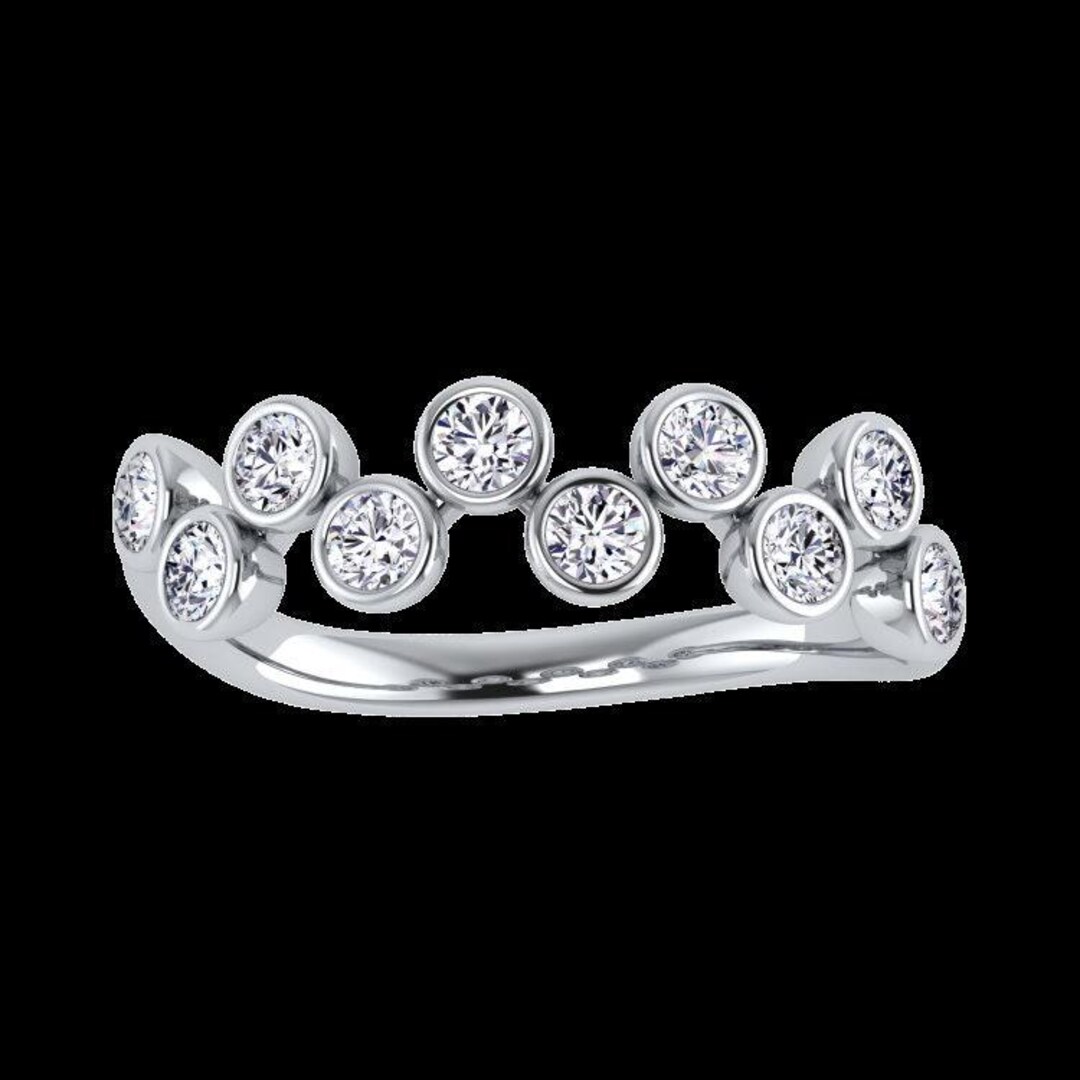 Bezel Set Lab Diamond Wedding Ring | 14k Gold Eternity Band | Stacking ...