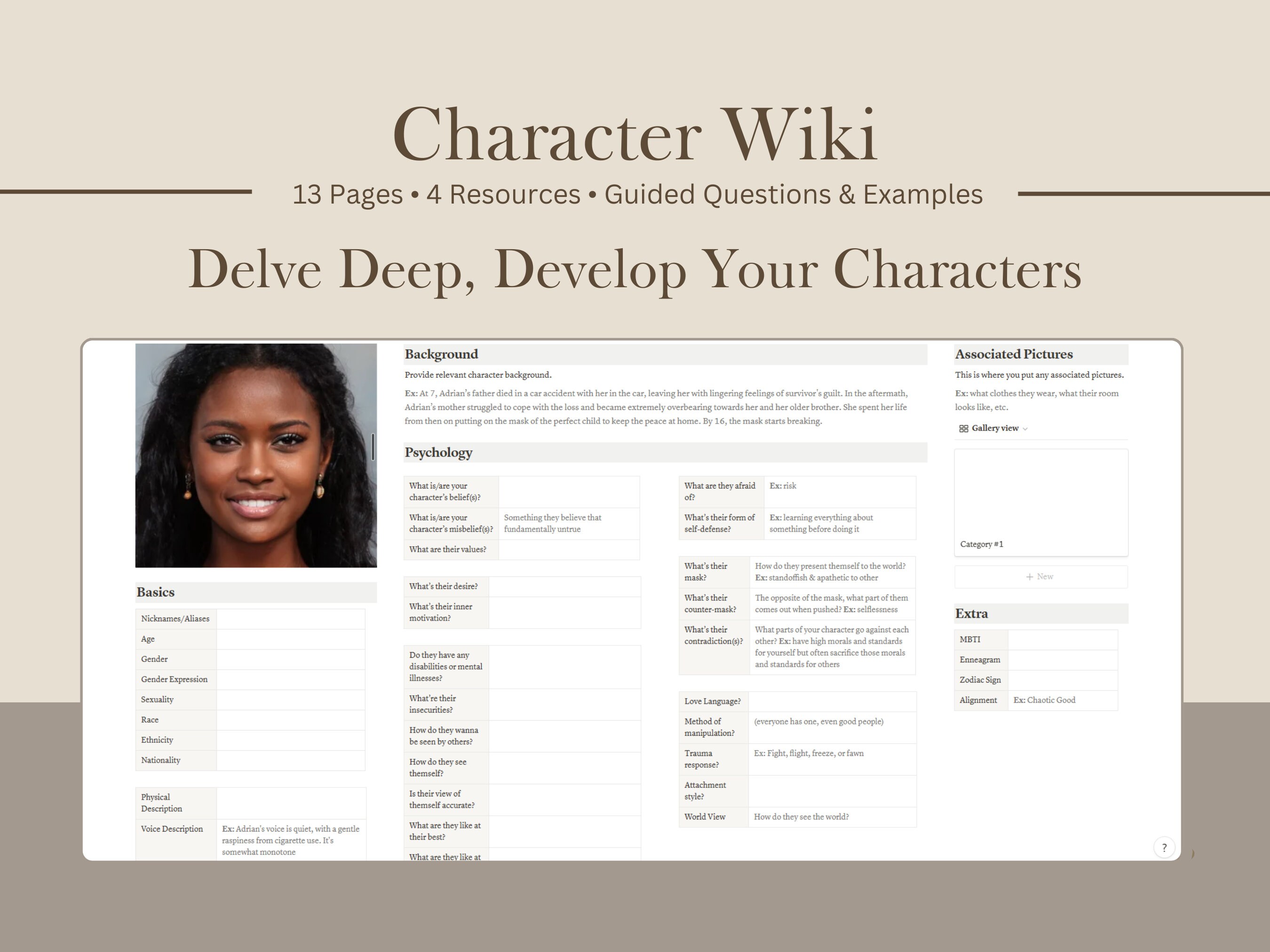 Character Wiki Notion Character Profile Novel Outline - Etsy
