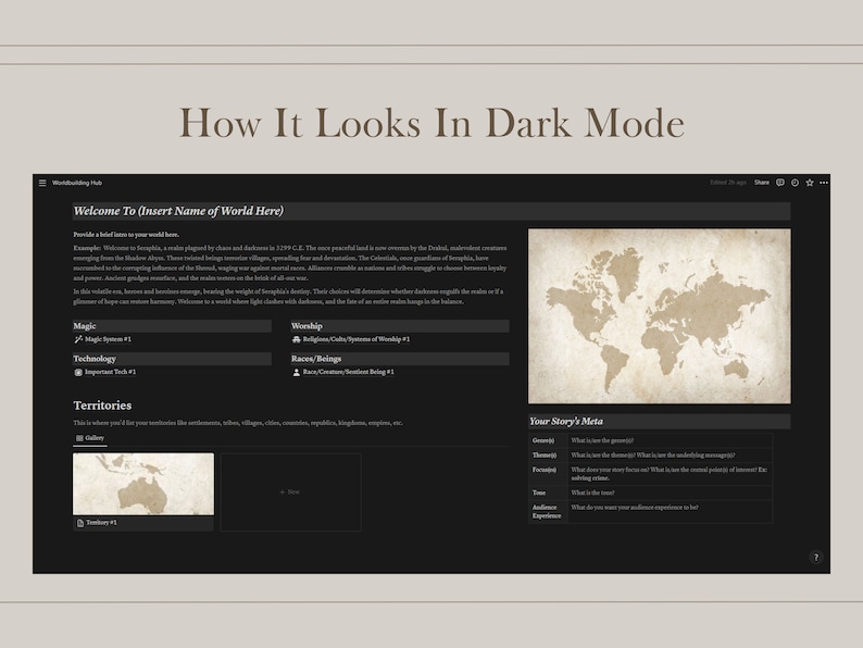 Worldbuilding Notion Template Digital Novel Planner Novel - Etsy