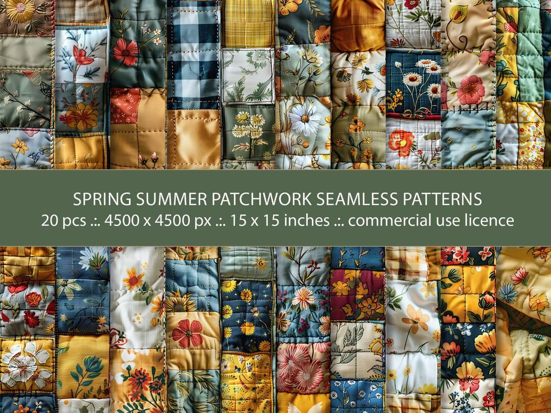 Spring Summer Patchwork Seamless Patterns - Etsy