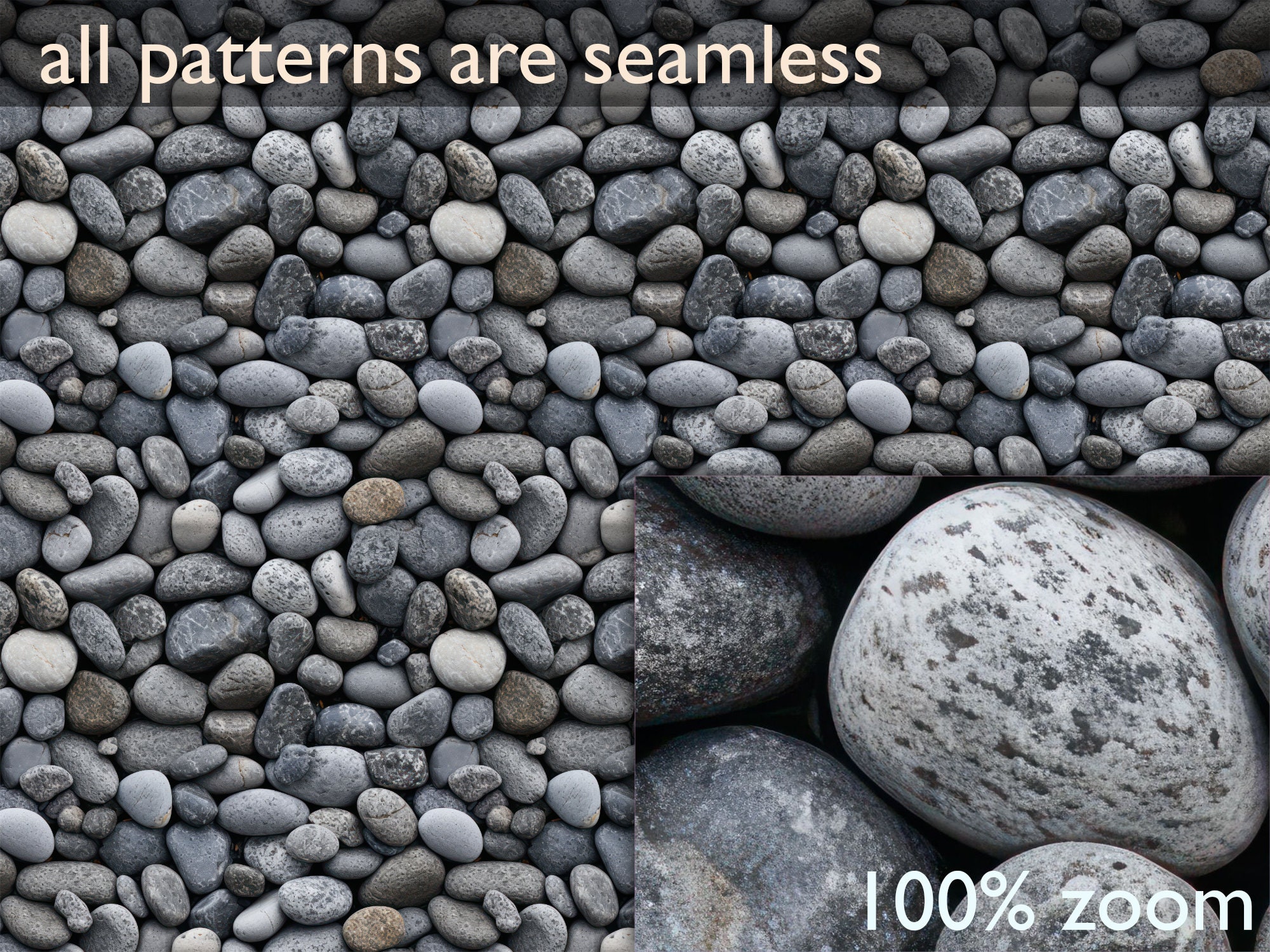 20 Seamless Natural Stones Pattern Backgrounds, Pebbles Texture Design ...