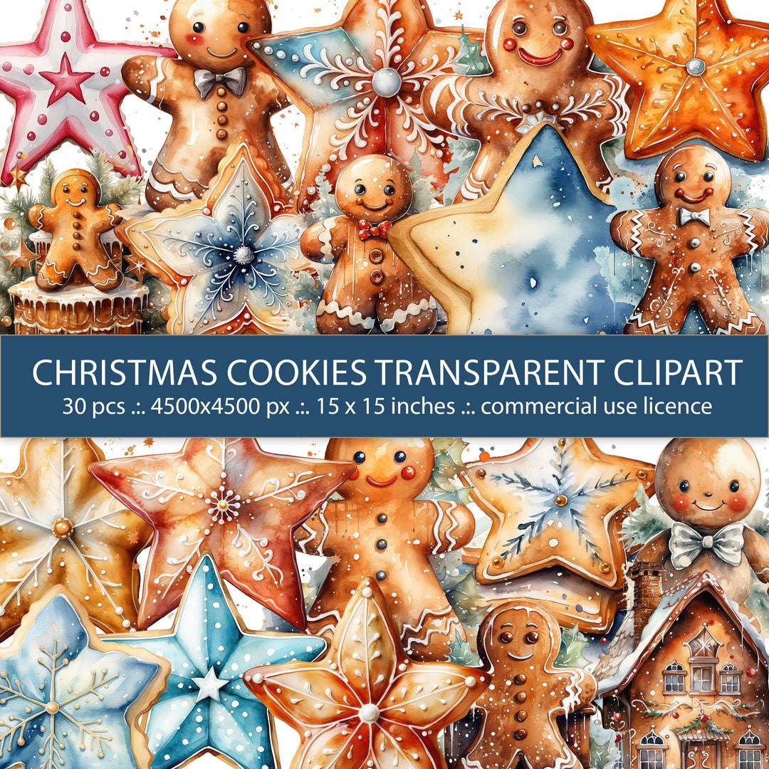 Festive Christmas Cookies Clipart Set - 30 Transparent PNG, Gingerbread ...