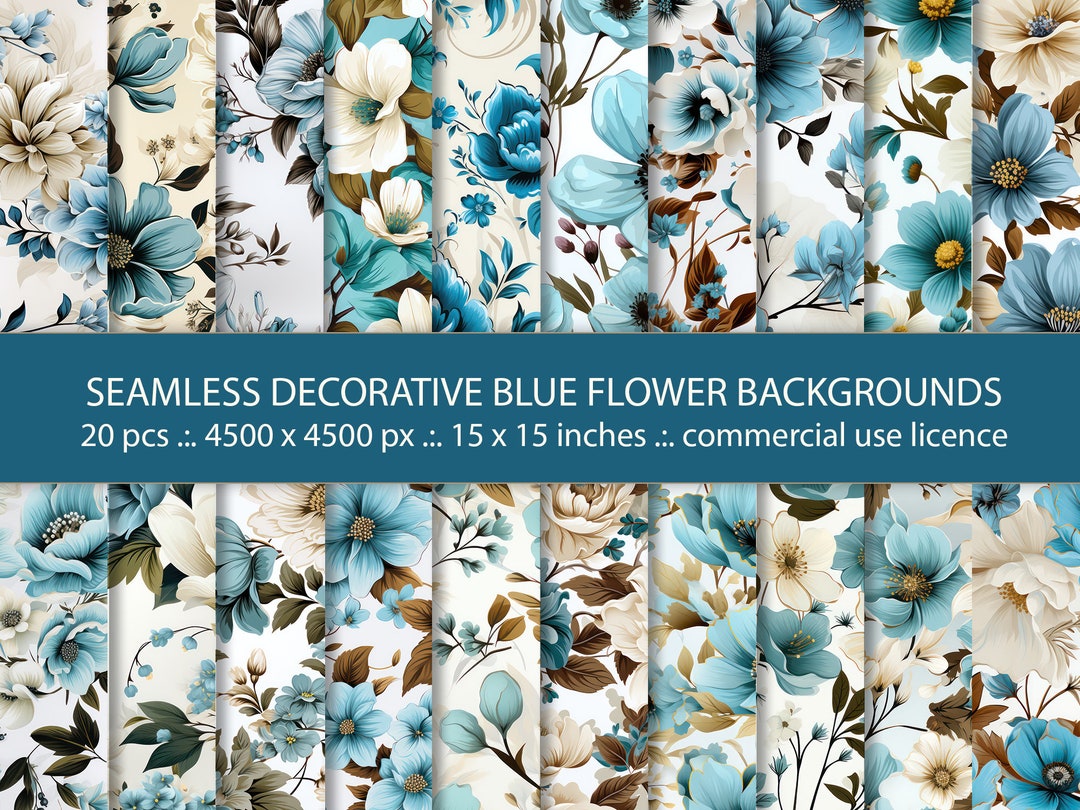 20 Seamless Decorative Blue Flowers Backgrounds ,spring Flowers ...