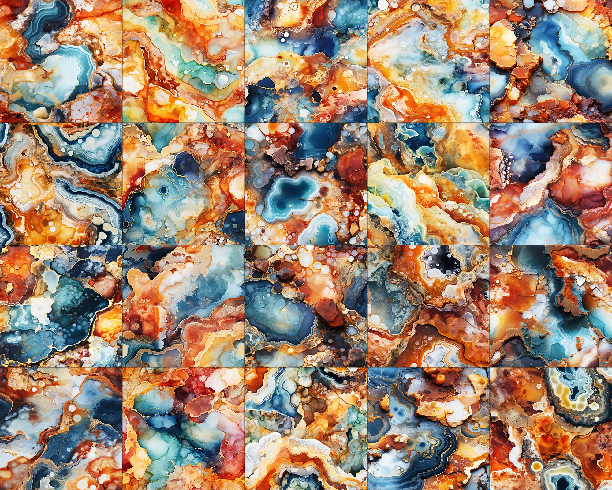 20 Seamless Geothermal Mineral Pattern Backgrounds, Geode Structure ...