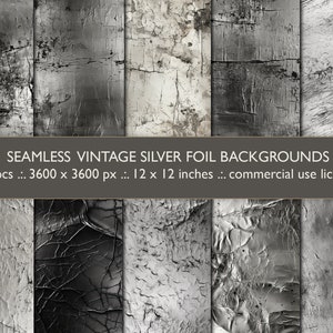 Grunge Silver Foil Textures: Aged Metallic Backgrounds (digital ...