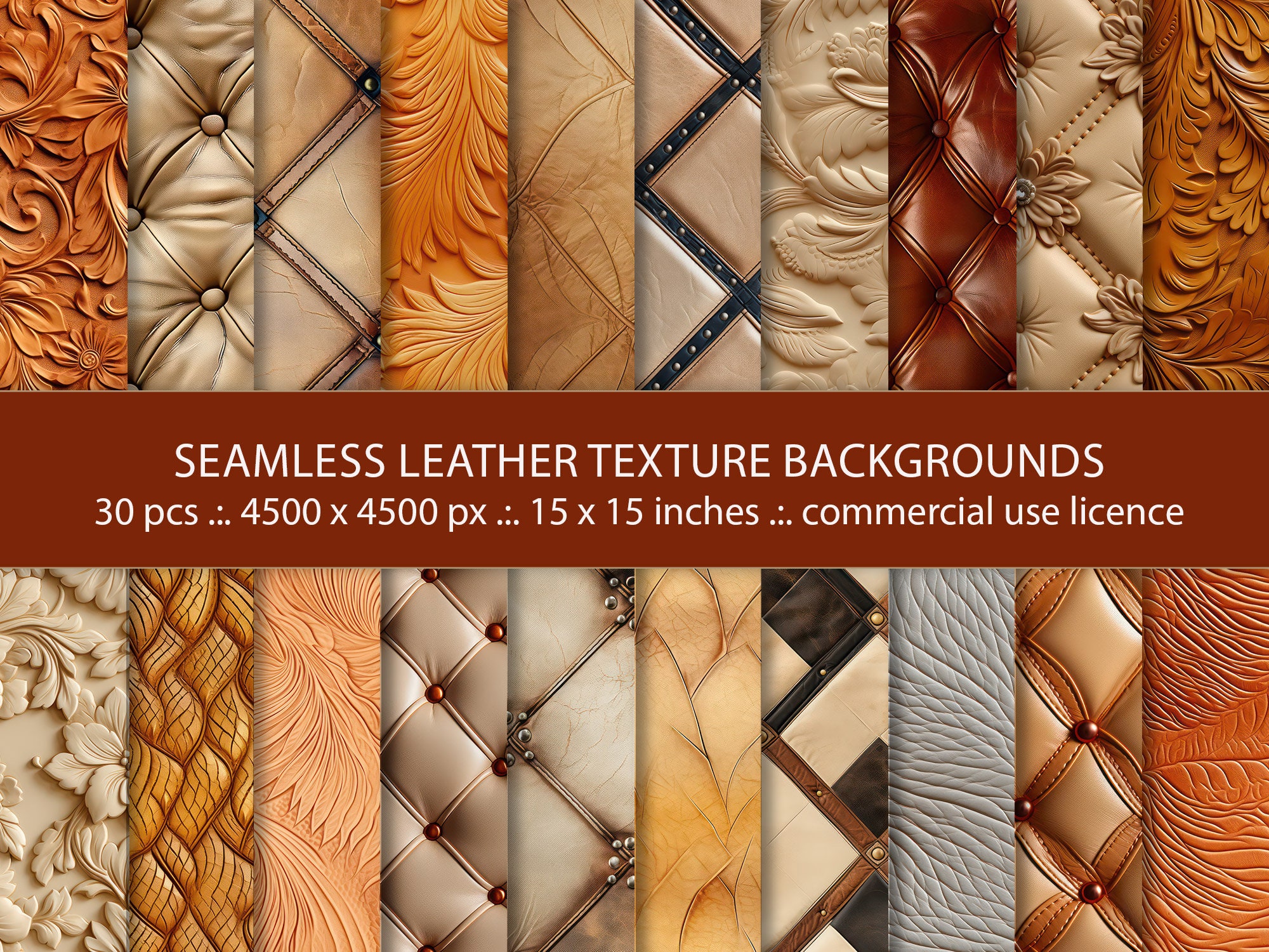 30 Seamless Leather Texture Backgrounds, Embossed Leather Seamless ...
