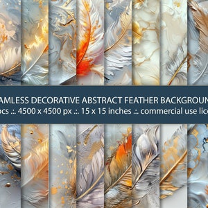 20 Seamless Decorative Abstract Feather Backgrounds, Graphic Design ...
