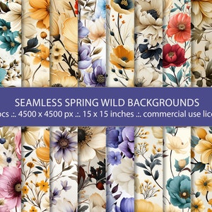 20 Seamless Spring Wild Flowers Backgrounds, Floral Backgrounds ...