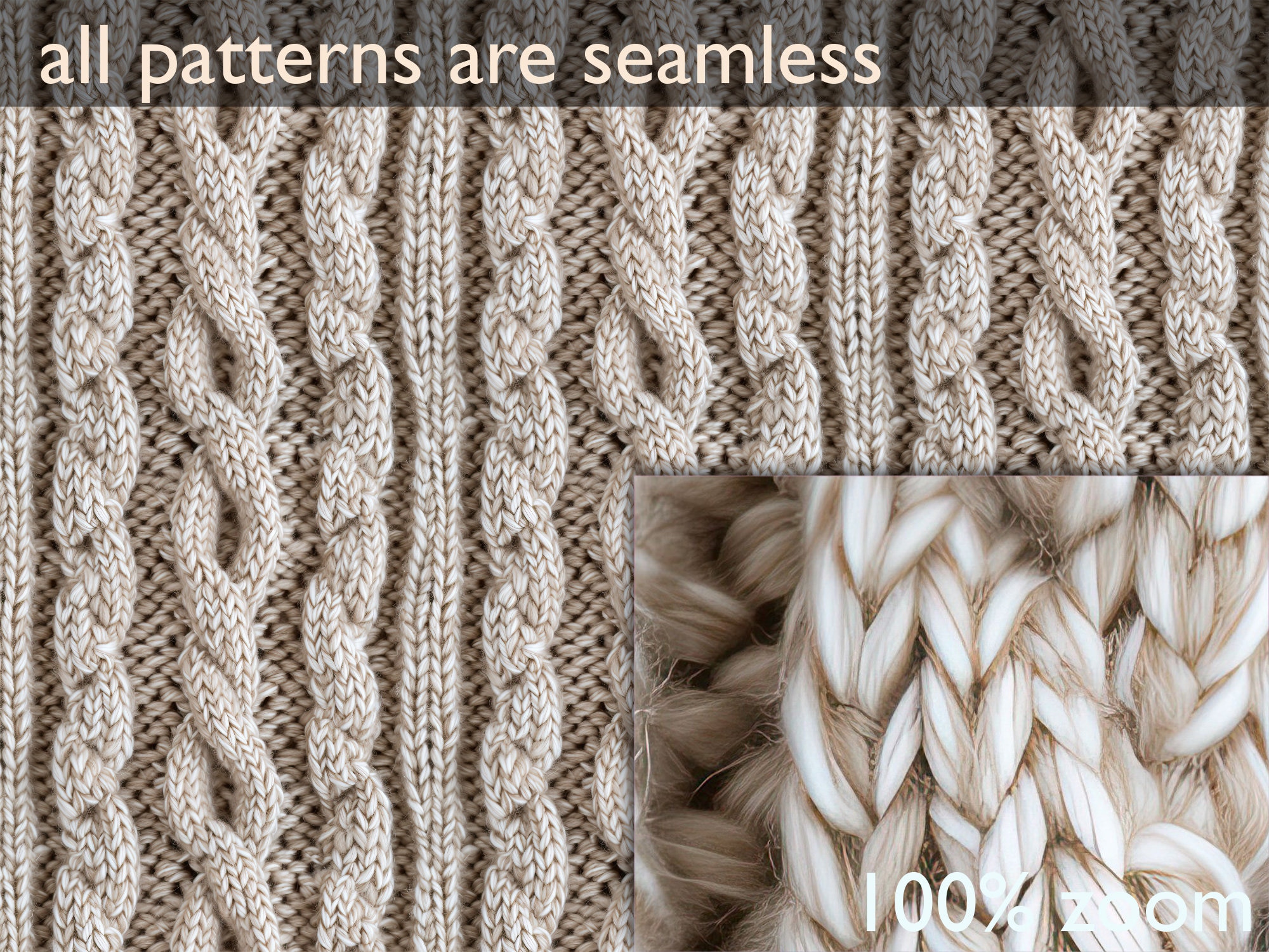 Seamless Sweater Textures Digital Papers Set of 30 Cozy Knitted ...