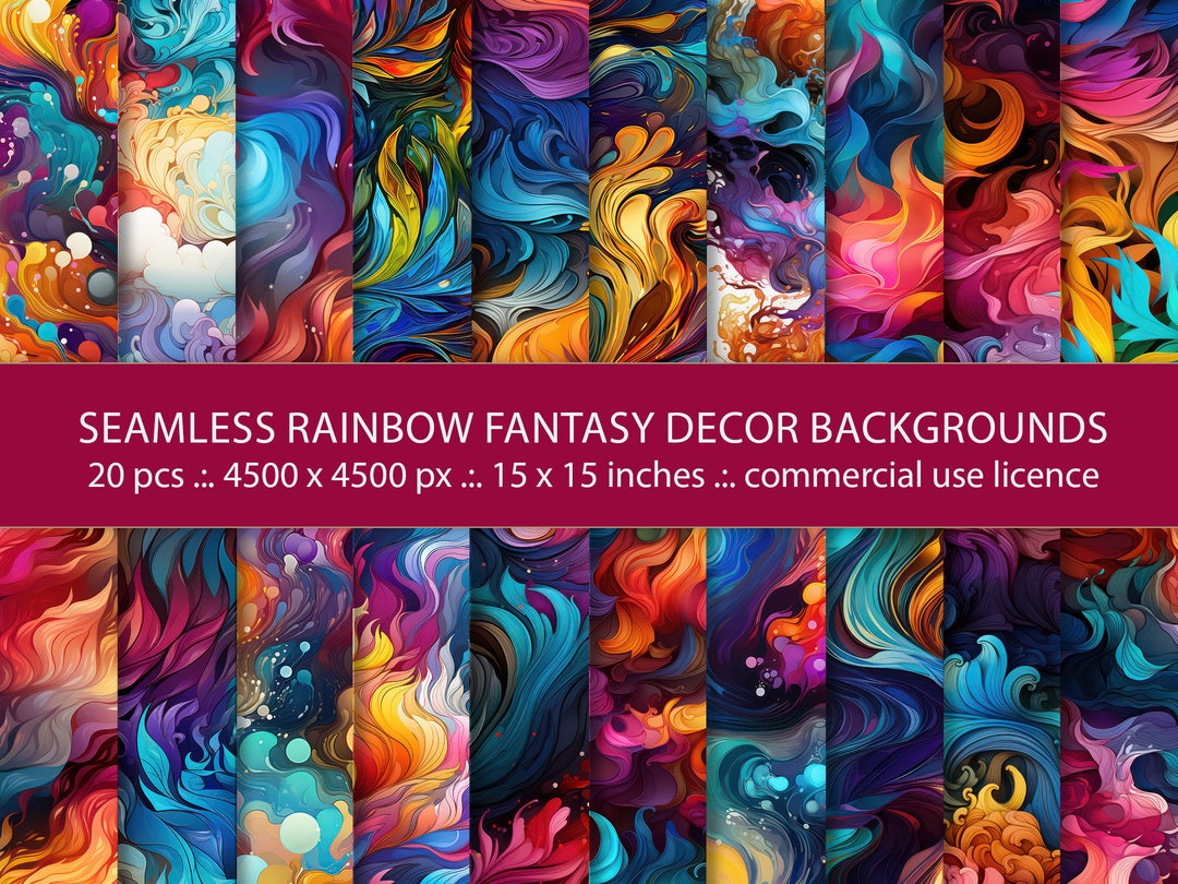 20 Seamless Rainbow Fantasy Decor Backgrounds, Splashes Color ...