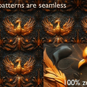 Seamless Embossed Leather Phoenix Backgrounds, 20 Jpgs, Brown Leather ...