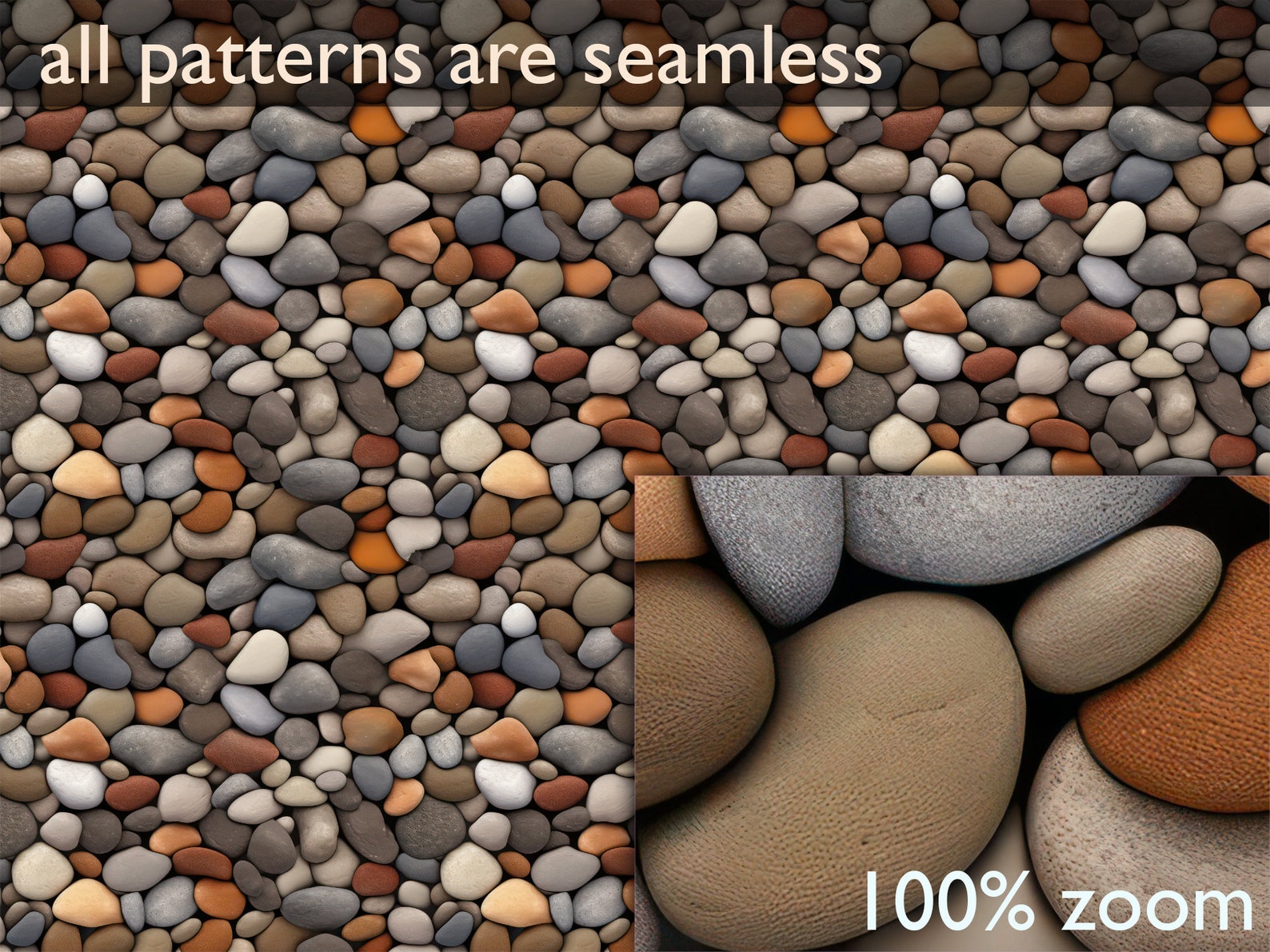 20 Seamless Natural Stones Pattern Backgrounds, Pebbles Texture Design ...