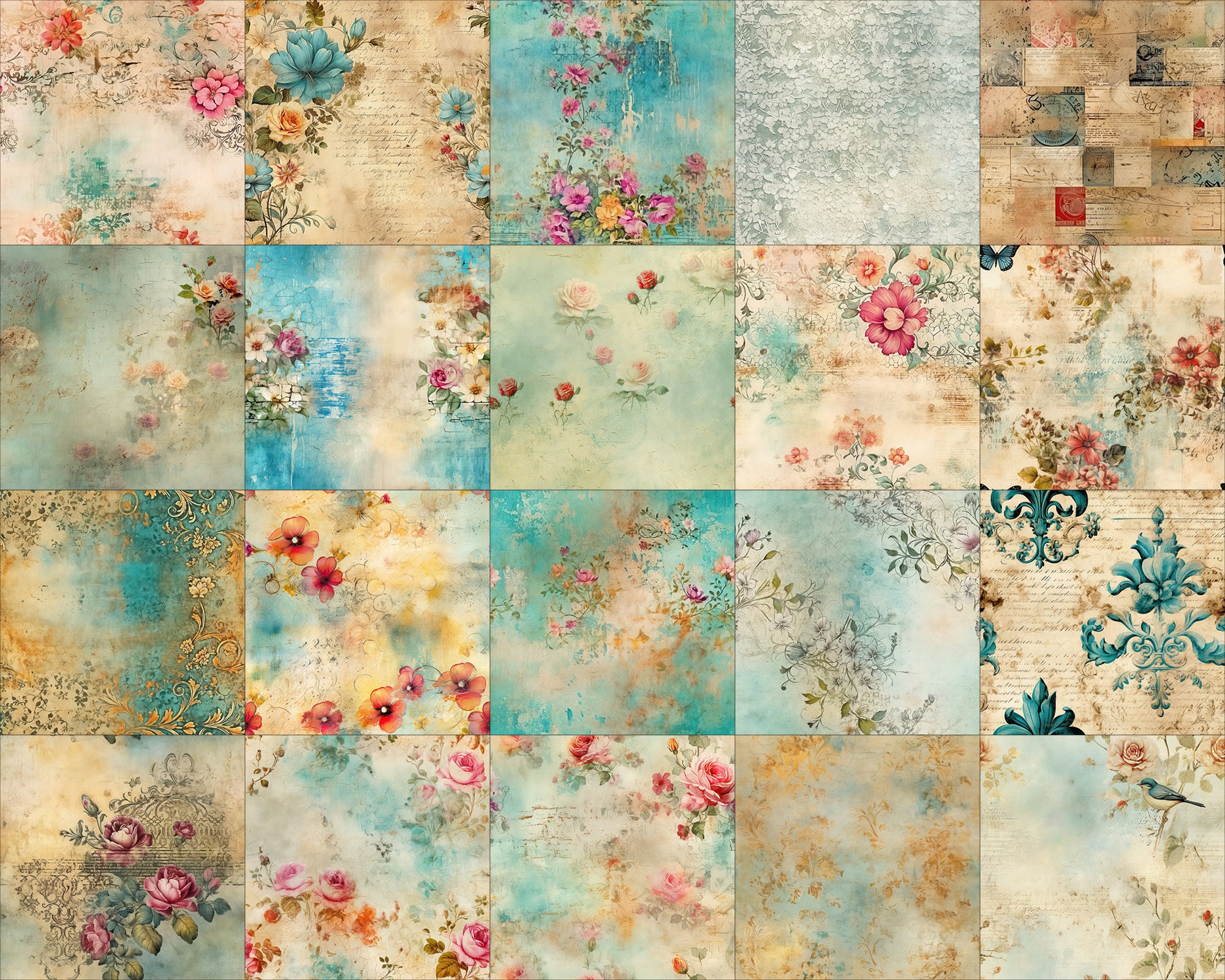 20 Seamless Vintage Decorative Paper Backgrounds, Seamless Pattern ...