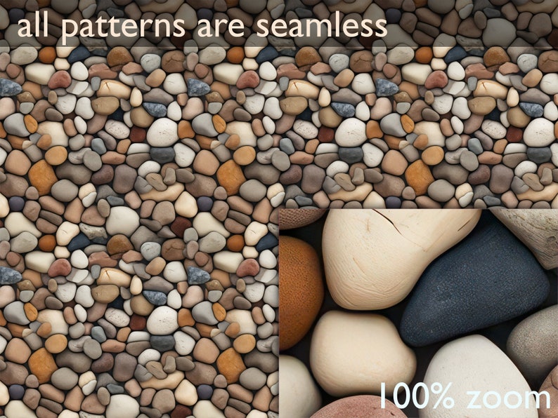 20 Seamless Natural Stones Pattern Backgrounds, Pebbles Texture Design ...