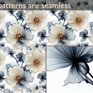 20 Seamless Subtle Flowers Decor Backgrounds, Watercolor Flowers ...