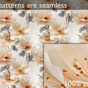 20 Seamless Subtle Flowers Decor Backgrounds, Watercolor Flowers ...