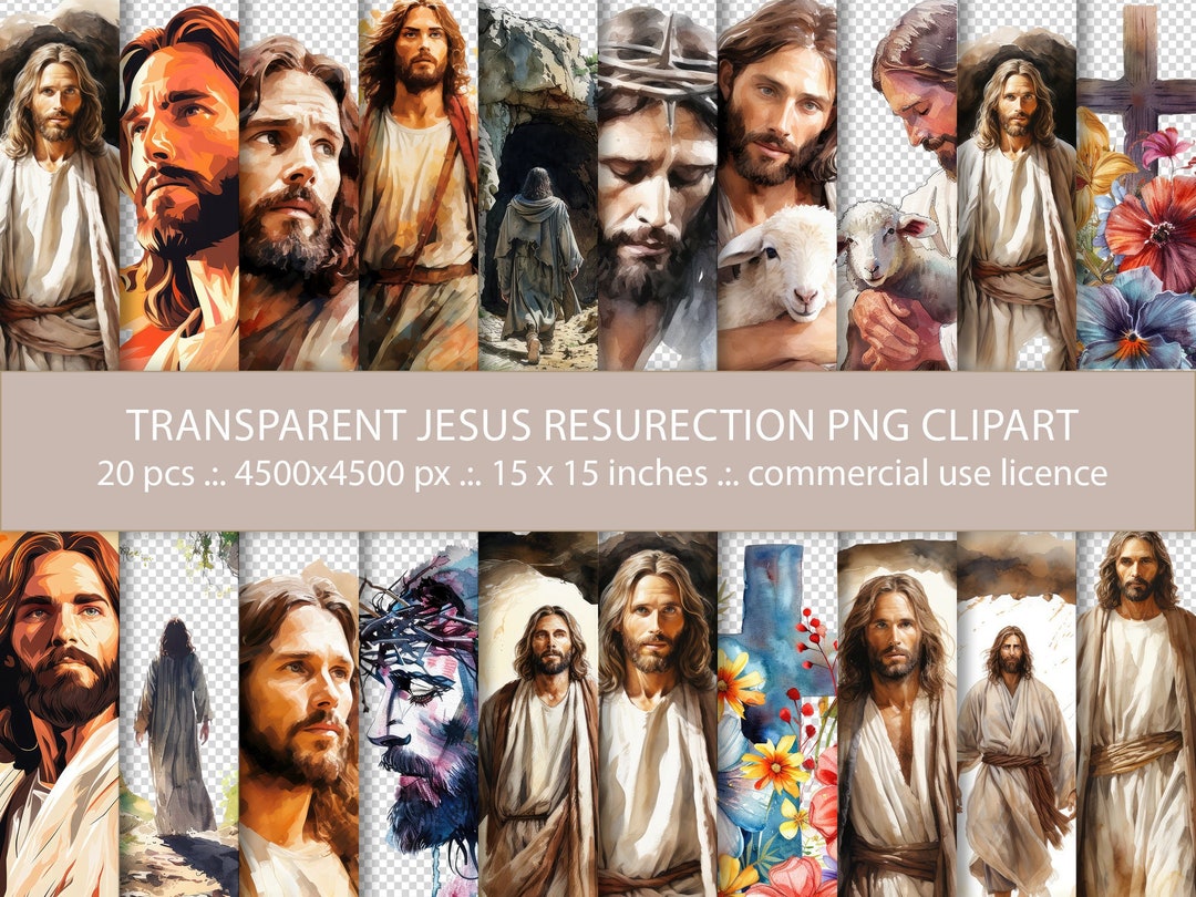 Resurrected Jesus Watercolor Clipart: Easter PNG Set (digital Download ...
