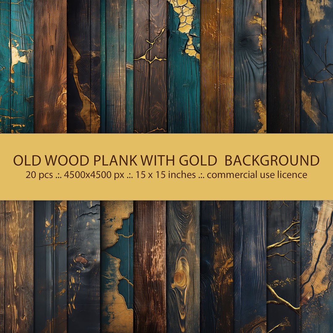 20 Old Wood Plank With Gold Backgrounds, Wood Texture, Rustic Wood ...