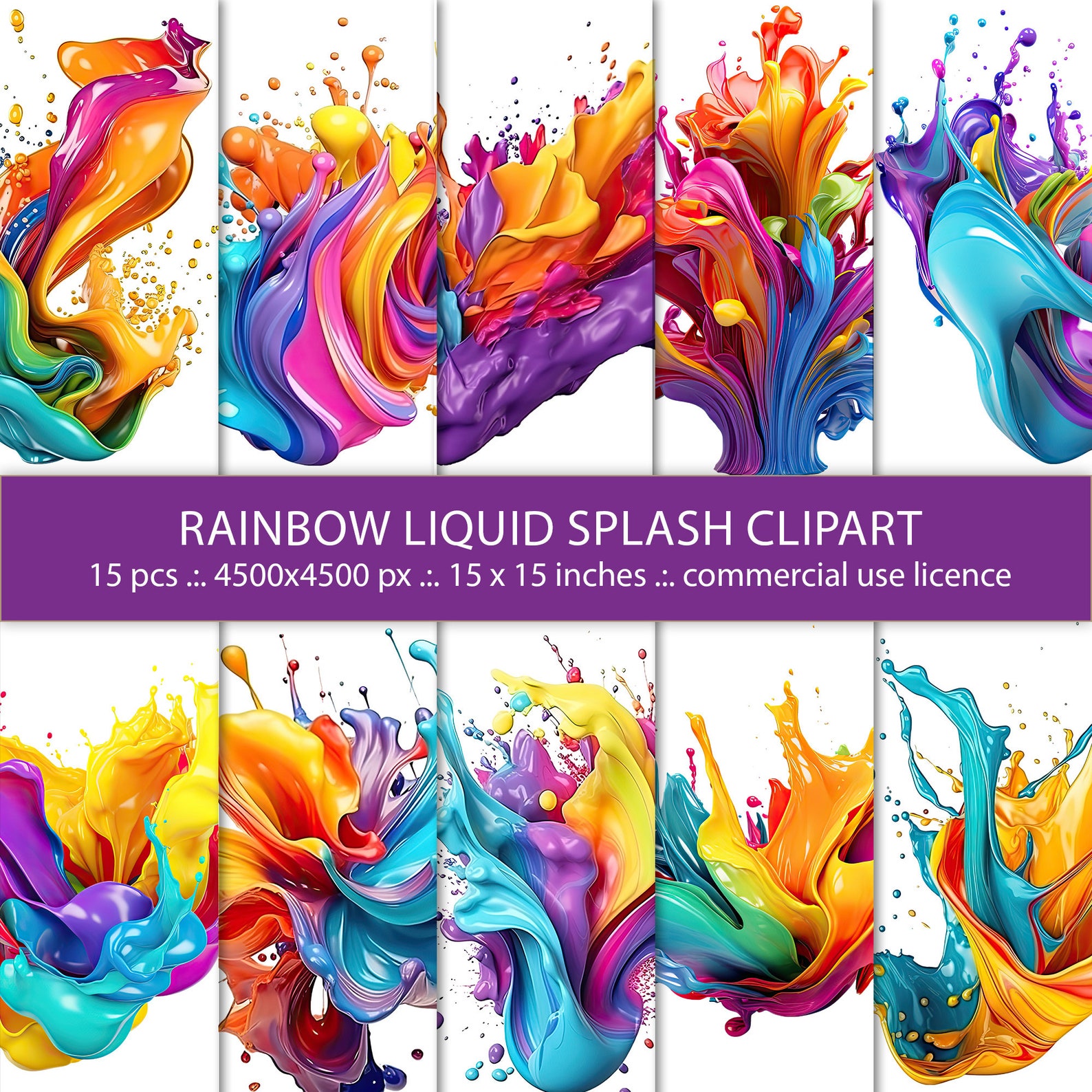 Transparent PNG Watercolor Rainbow Liquid Splash Clipart, Colorful ...