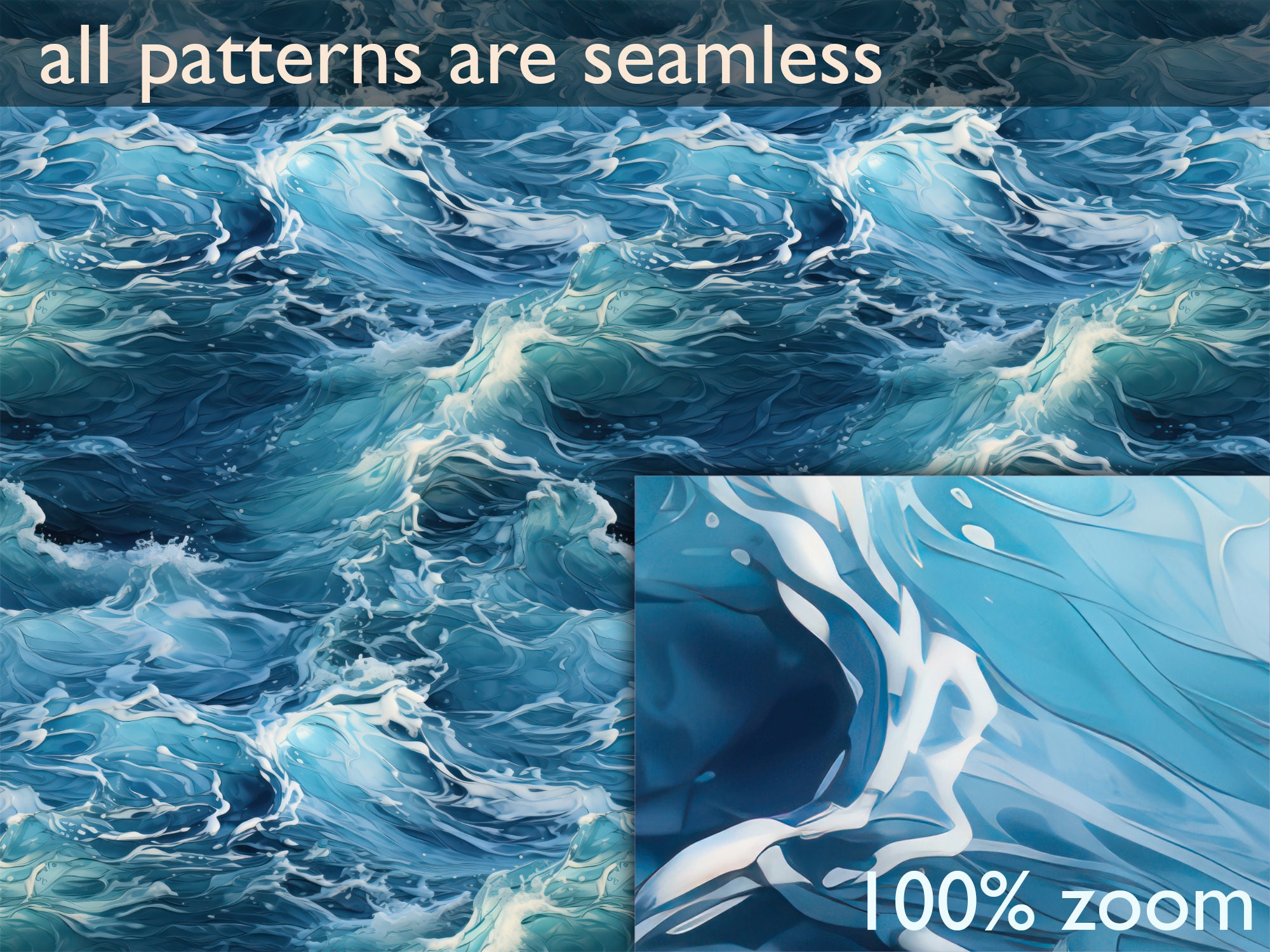 20 Seamless Teal Water Foam Texture Background, Ocean Design, Seamless ...