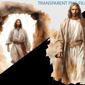 Resurrected Jesus Clipart Set of 20 Transparent PNG: Watercolor Design ...