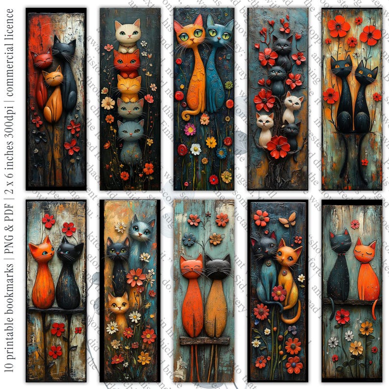 10 Digital Animal Bookmarks Set Printable Bookmark for Instant Download ...