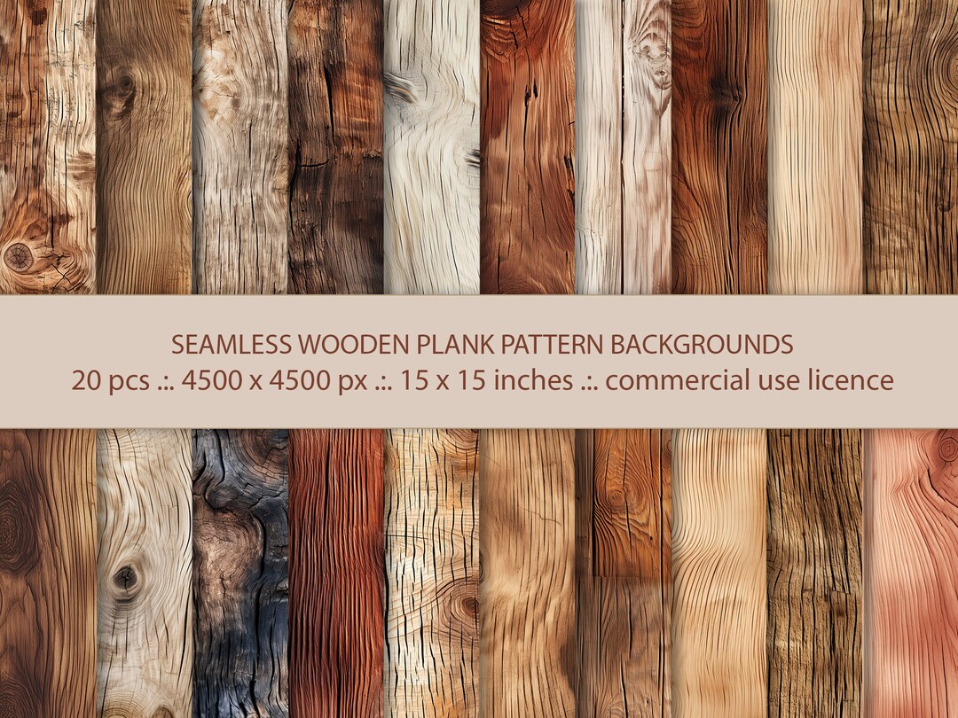 20 Seamless Wood Plank Textures: Digital Scrapbook Paper (digital ...