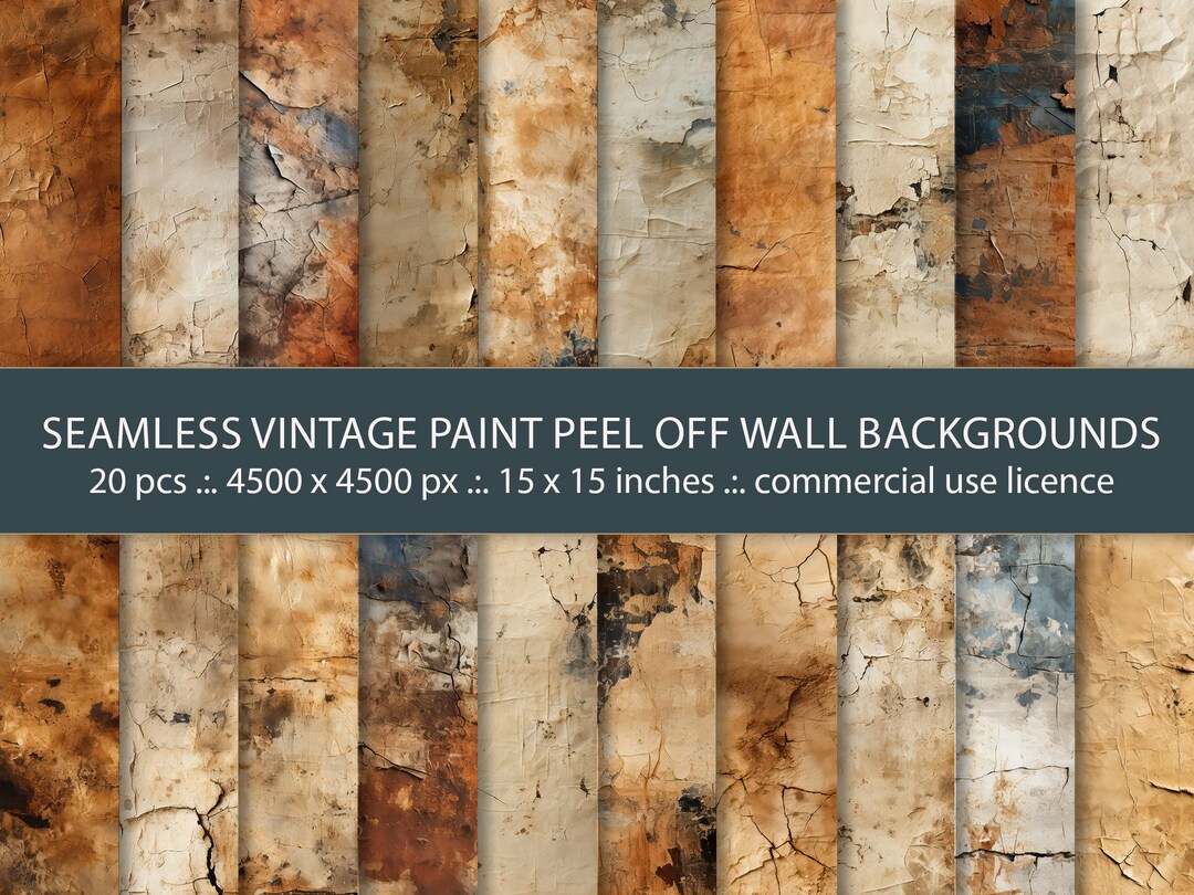 20 Seamless Vintage Paint Peel off Wall Backgrounds, Digital Paper ...