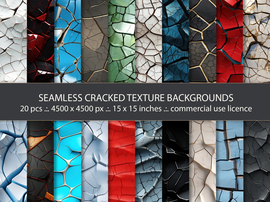 20 Seamless Cracked Texture Backgrounds: Abstract Art (digital Paper ...