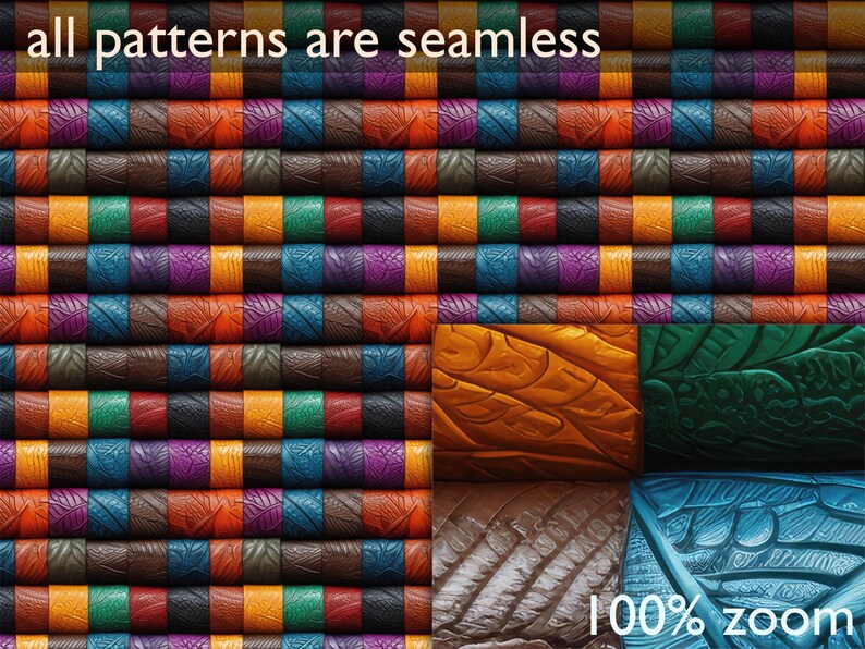 Vivid Multicolored Embossed Leather Patterns Set of 20 Seamless JPG ...