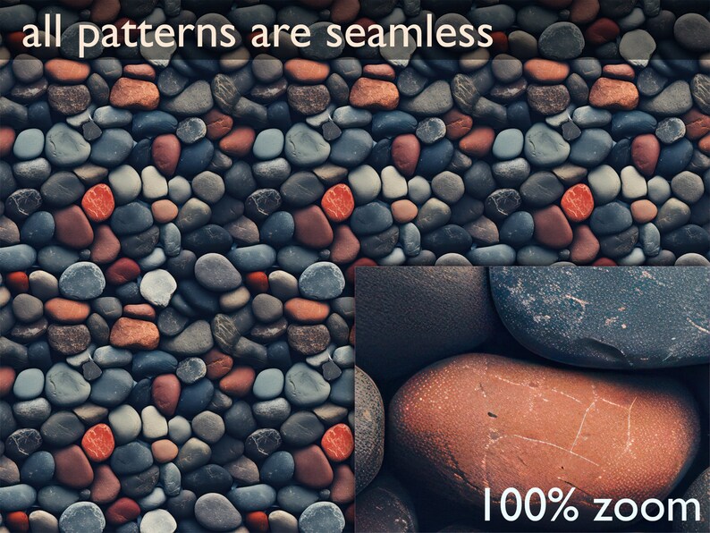 20 Seamless Natural Stones Pattern Backgrounds, Pebbles Texture Design ...