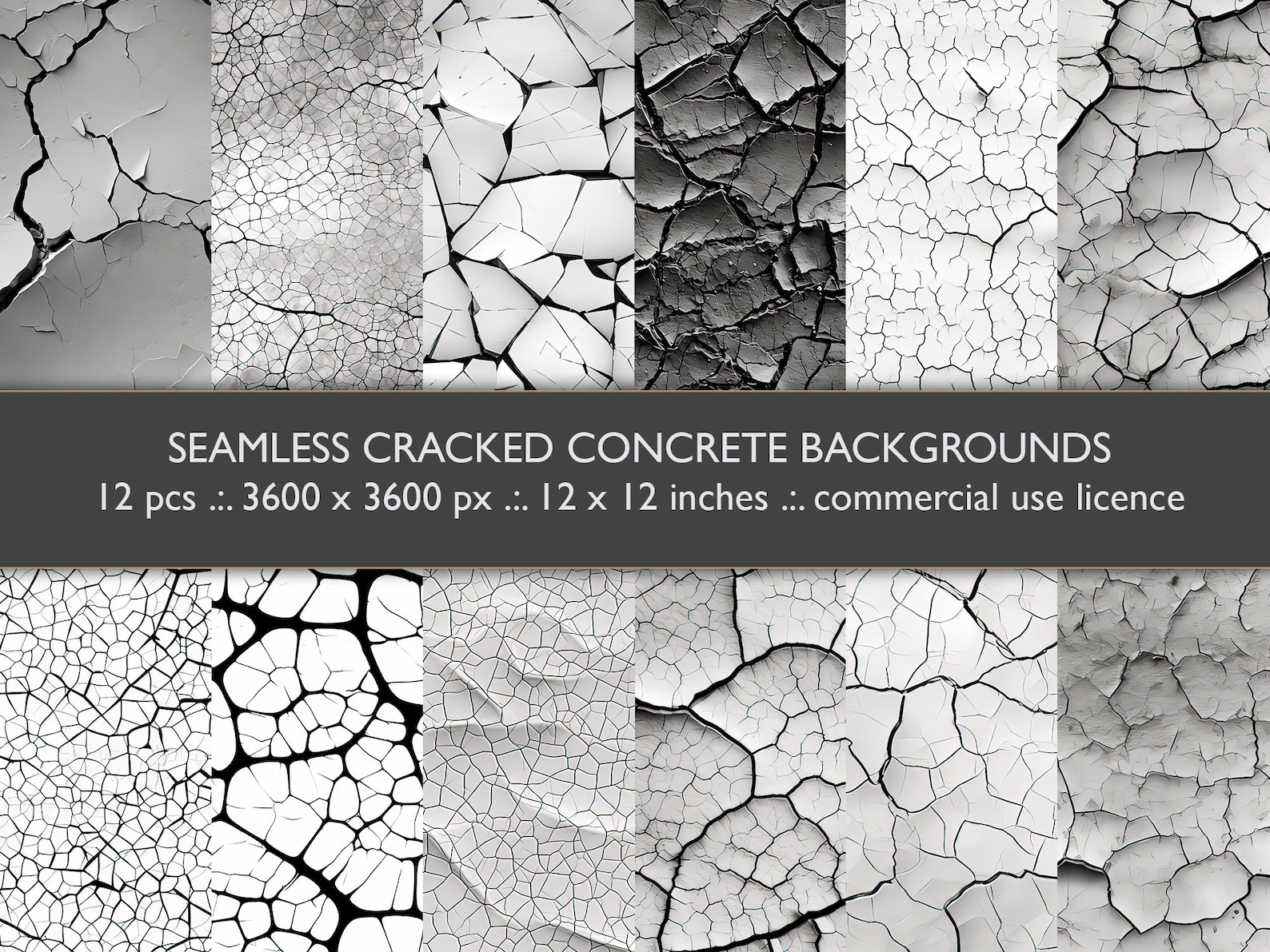 Cracked Concrete Seamless Textures: Earthy Photoshop Overlays (digital ...
