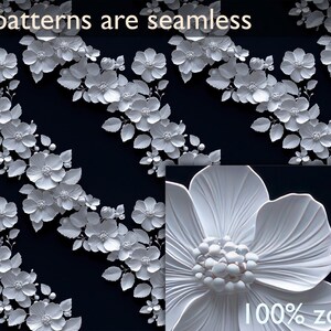 3D Textile Flower Patterns: Seamless Floral Paper Pack (digital ...