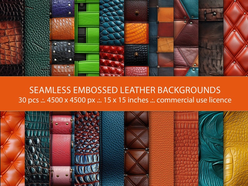 Embossed Leather Seamless Digital Papers Floral & Upholstery Patterns ...