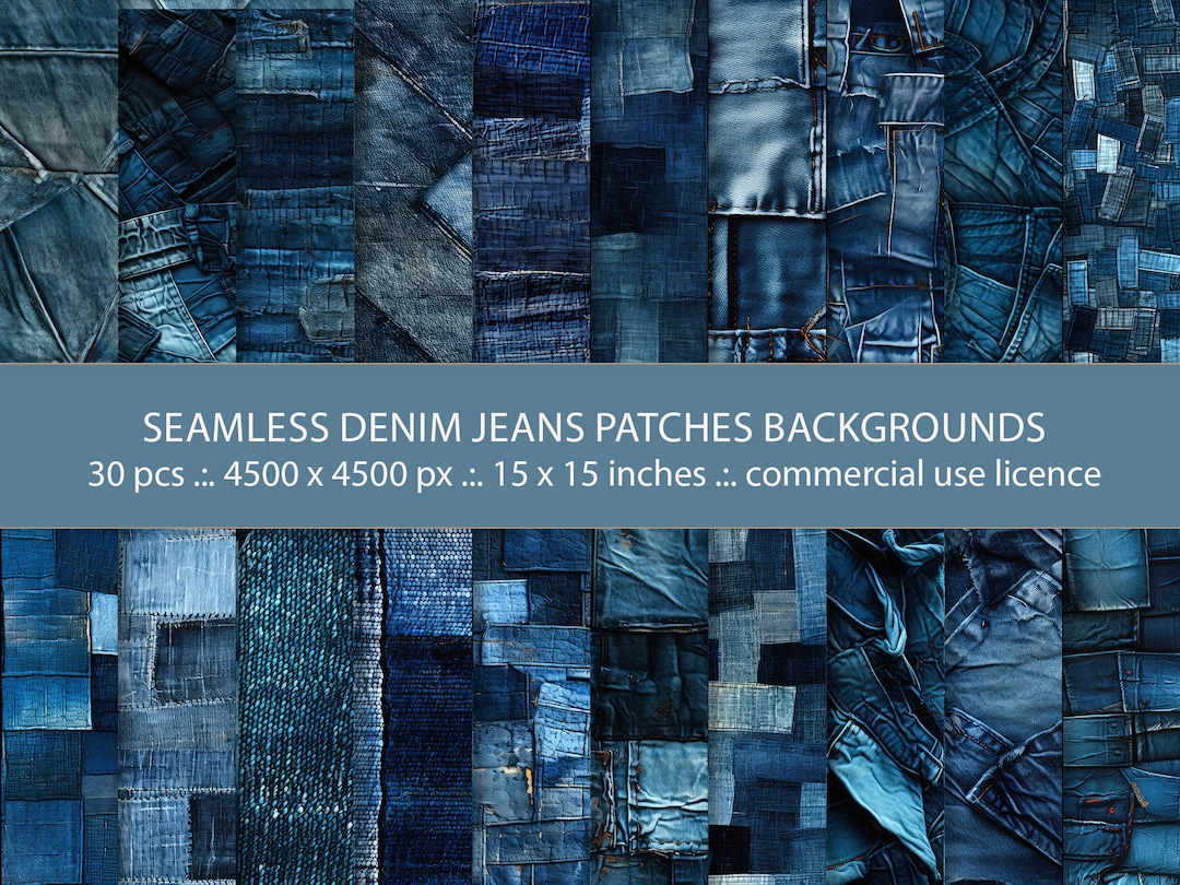 Denim Dreams: Set of 30 Seamless JPG Files - Digital Papers, Unique ...