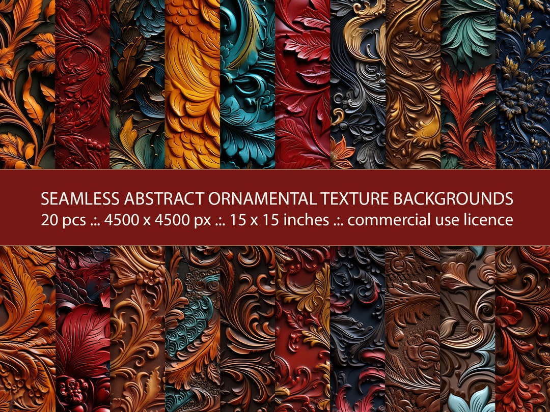 20 Seamless Abstract Ornamental Texture Backgrounds, Floral Embossed ...