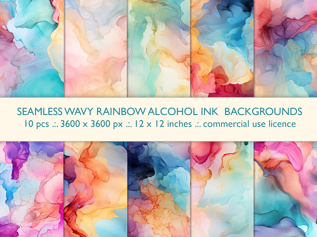 Rainbow Alcohol Ink Textures, Seamless Pattern Liquid Paint Backgrounds ...