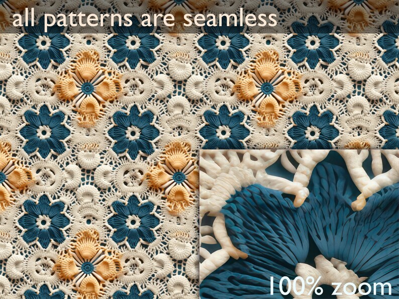 Vintage Crochet Texture Backgrounds: 30 Seamless Knit Patterns ...