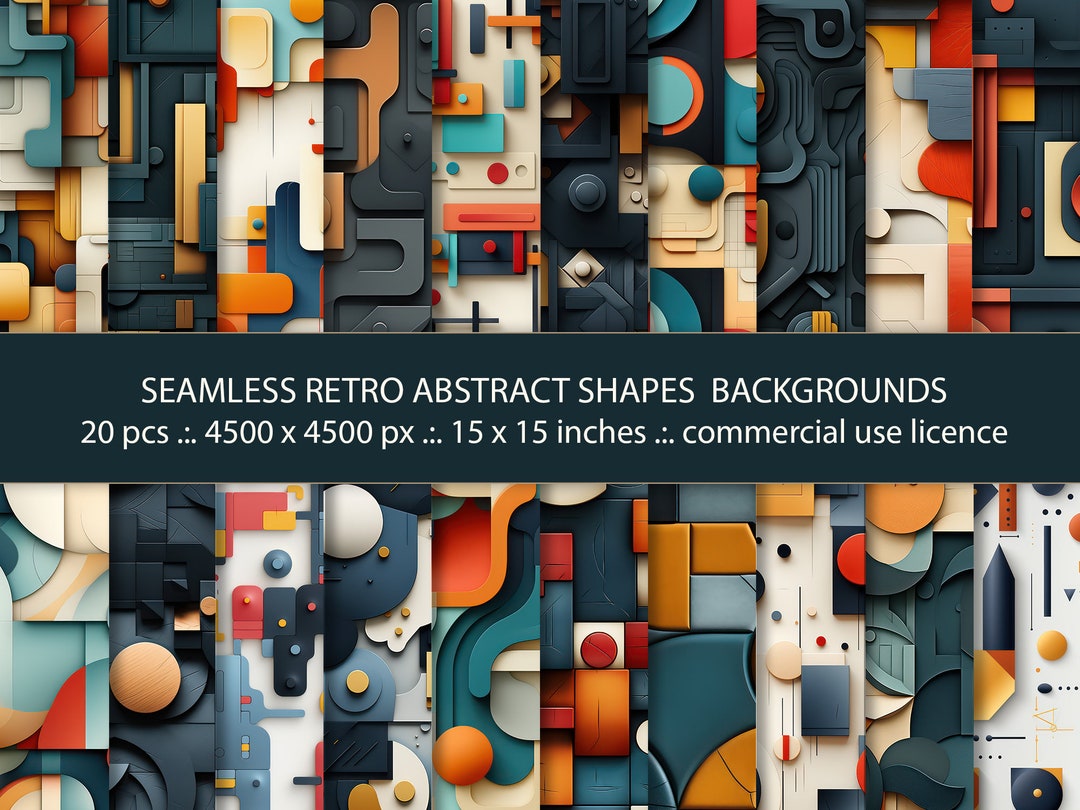 20 Seamless Retro Abstract Shapes Backgrounds, Decorative Concept ...