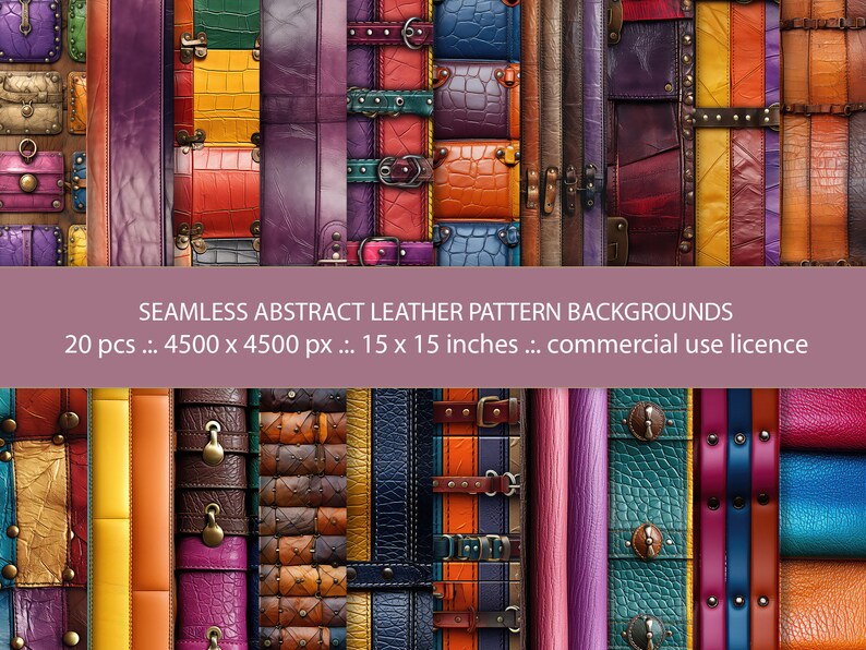 20 Seamless Abstract Leather Pattern Backgrounds, Embossed Leather ...