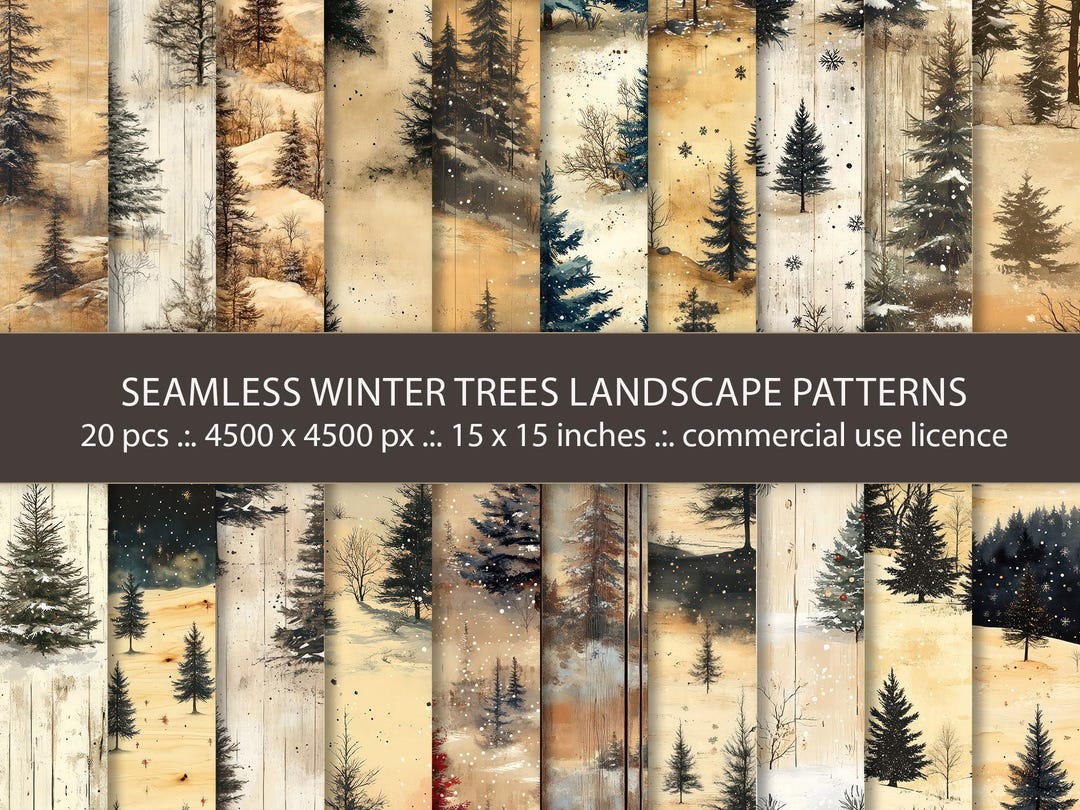 20 Seamless Winter Christmas Backgrounds With Trees, Seamless Pattern ...