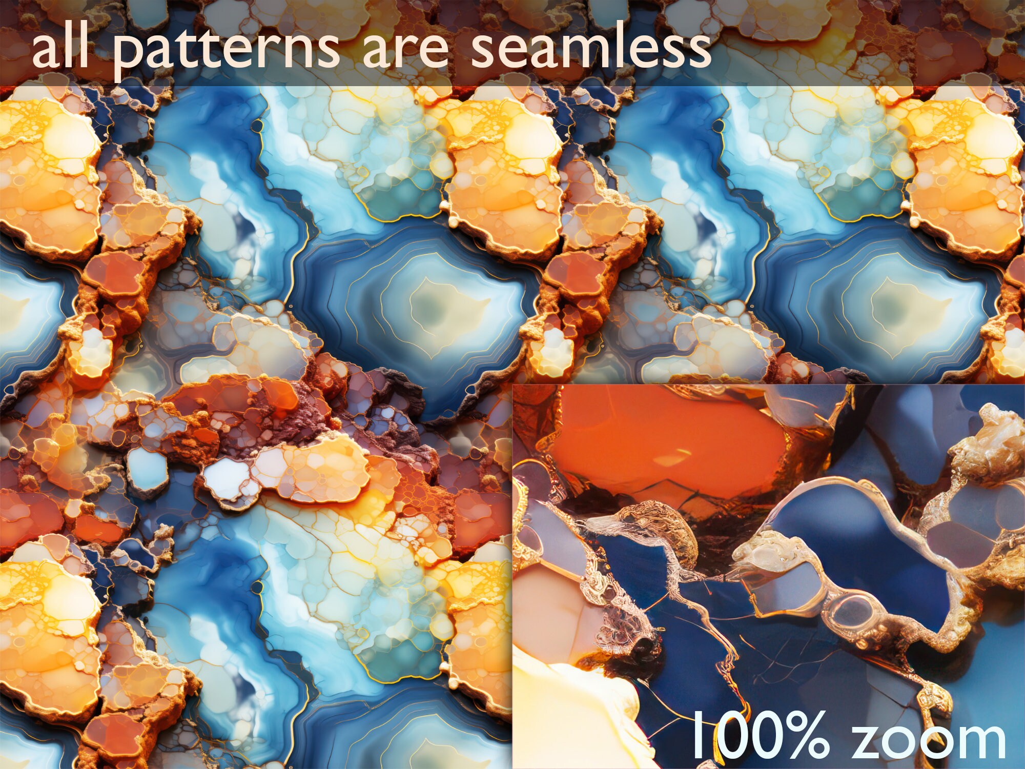 20 Seamless Geothermal Mineral Pattern Backgrounds, Geode Structure ...