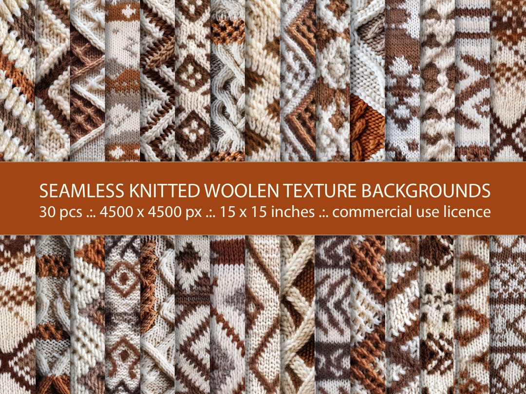 30 Seamless Knitted Woolen Texture Backgrounds, Knit Digital Paper Pack ...