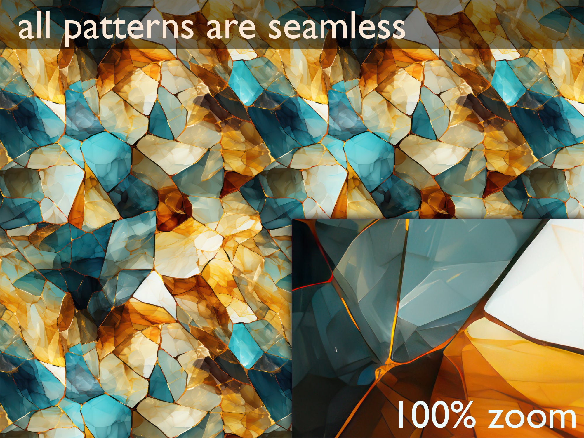 20 Seamless Amber and Blue Glass Texture Backgrounds, Abstract Cracked ...