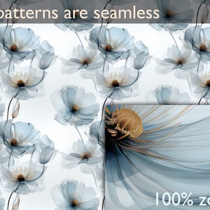 20 Seamless Subtle Flowers Decor Backgrounds, Watercolor Flowers ...