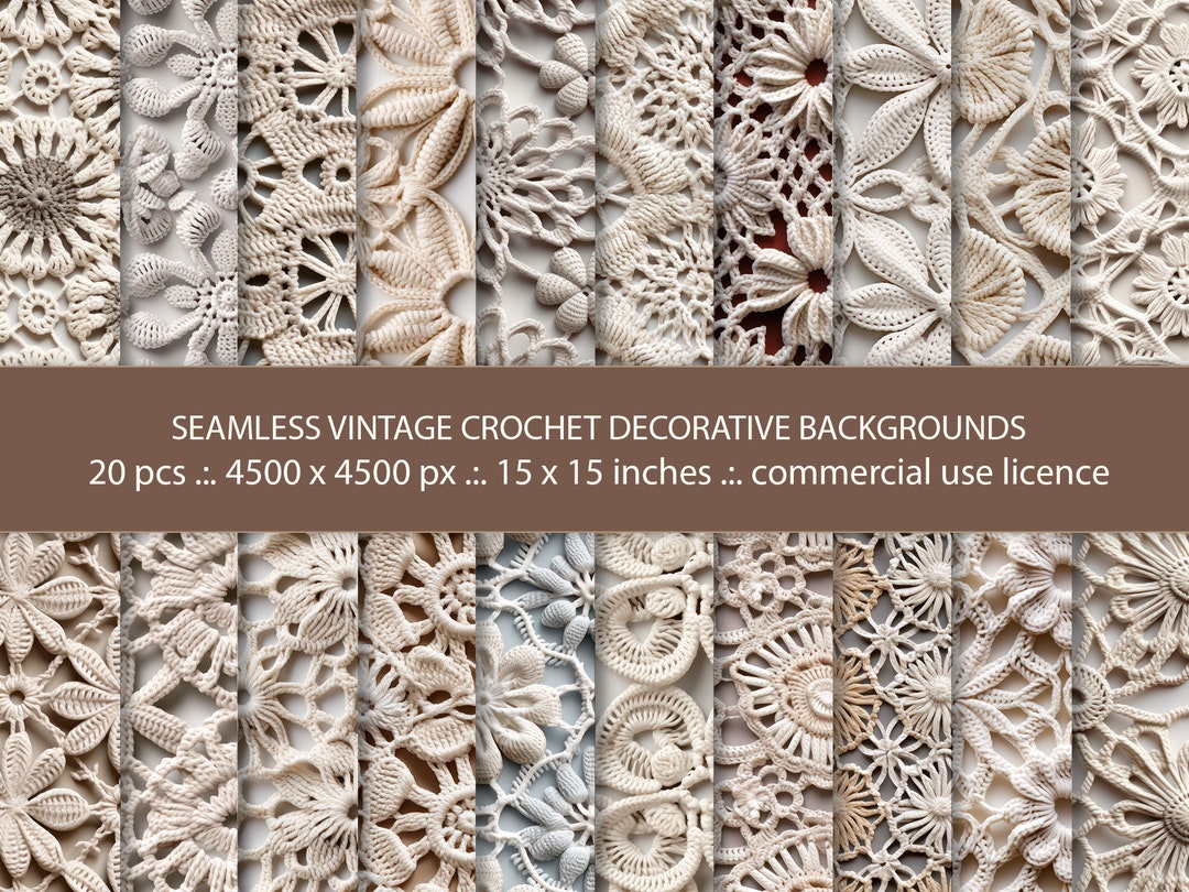 20 Seamless Crochet Decorative Backgrounds,vintage Crochet Texture ...