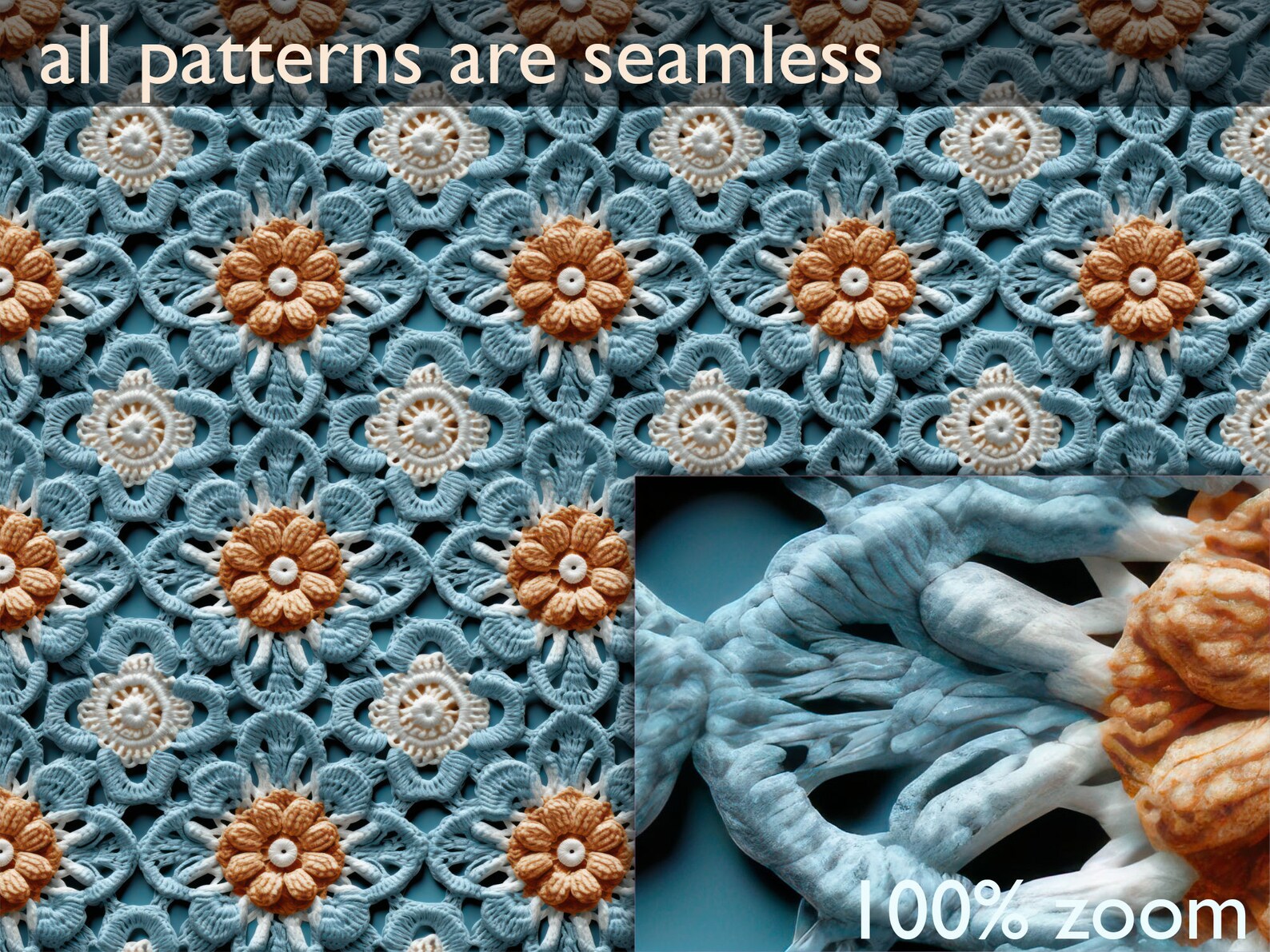30 Seamless Vintage Crochet Texture Backgrounds, Knit Pattern ...