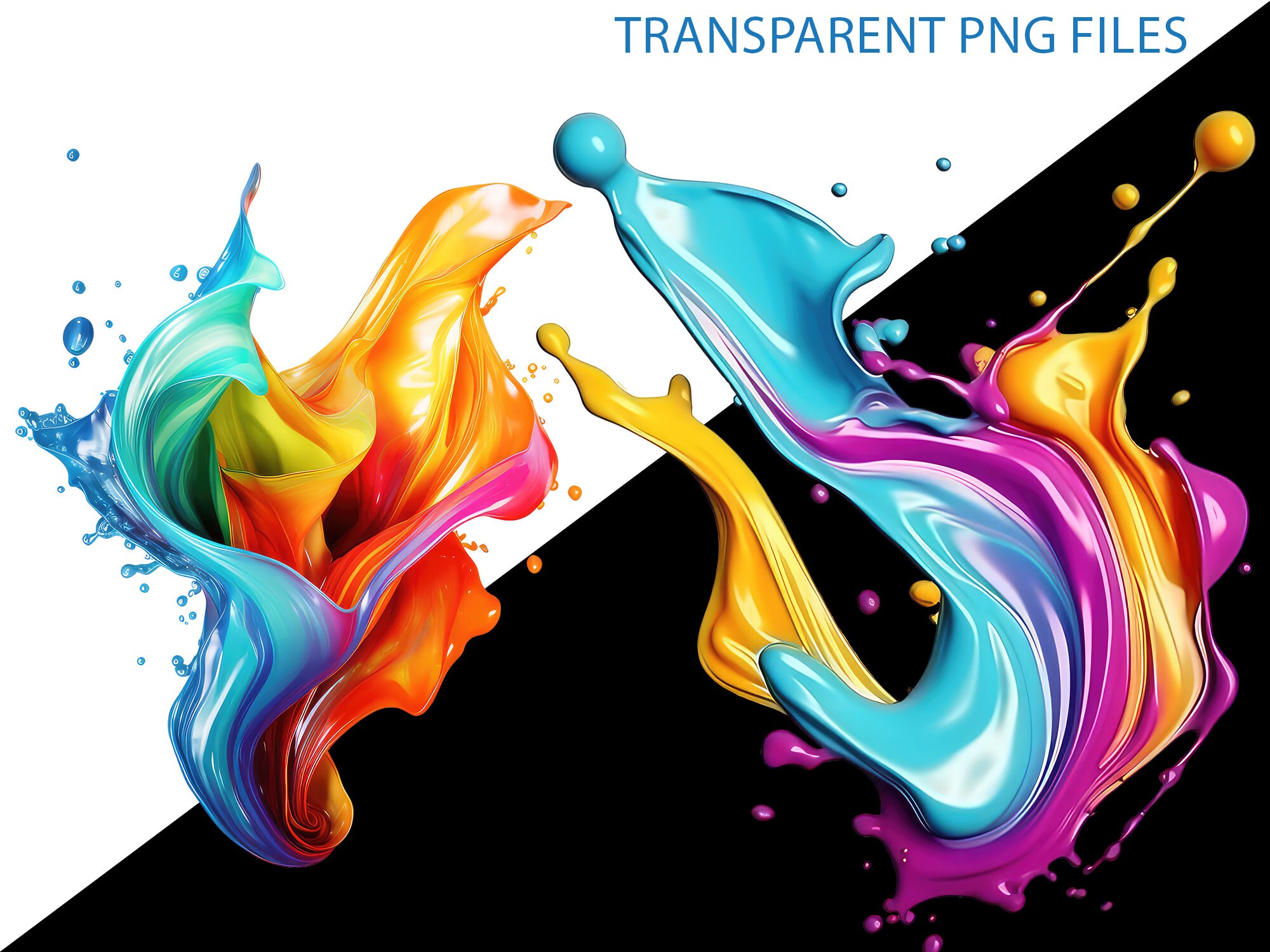 12 Transparent Png Liquid Rainbow Splash Clipart Colorful - Etsy
