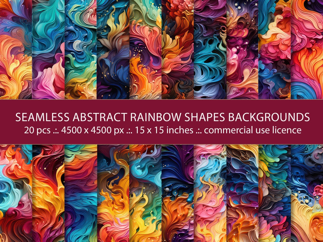 20 Seamless Abstract Rainbow Shapes Backgrounds, Fantasy Decor ...