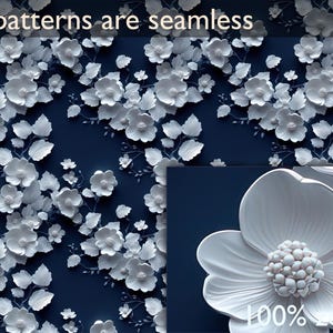 3D Textile Flower Patterns: Seamless Floral Paper Pack (digital ...
